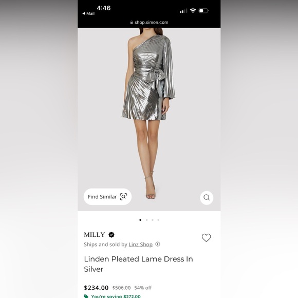 Milly | Dresses | Nwt Milly Linden Pleated Silver Dress | Poshmark